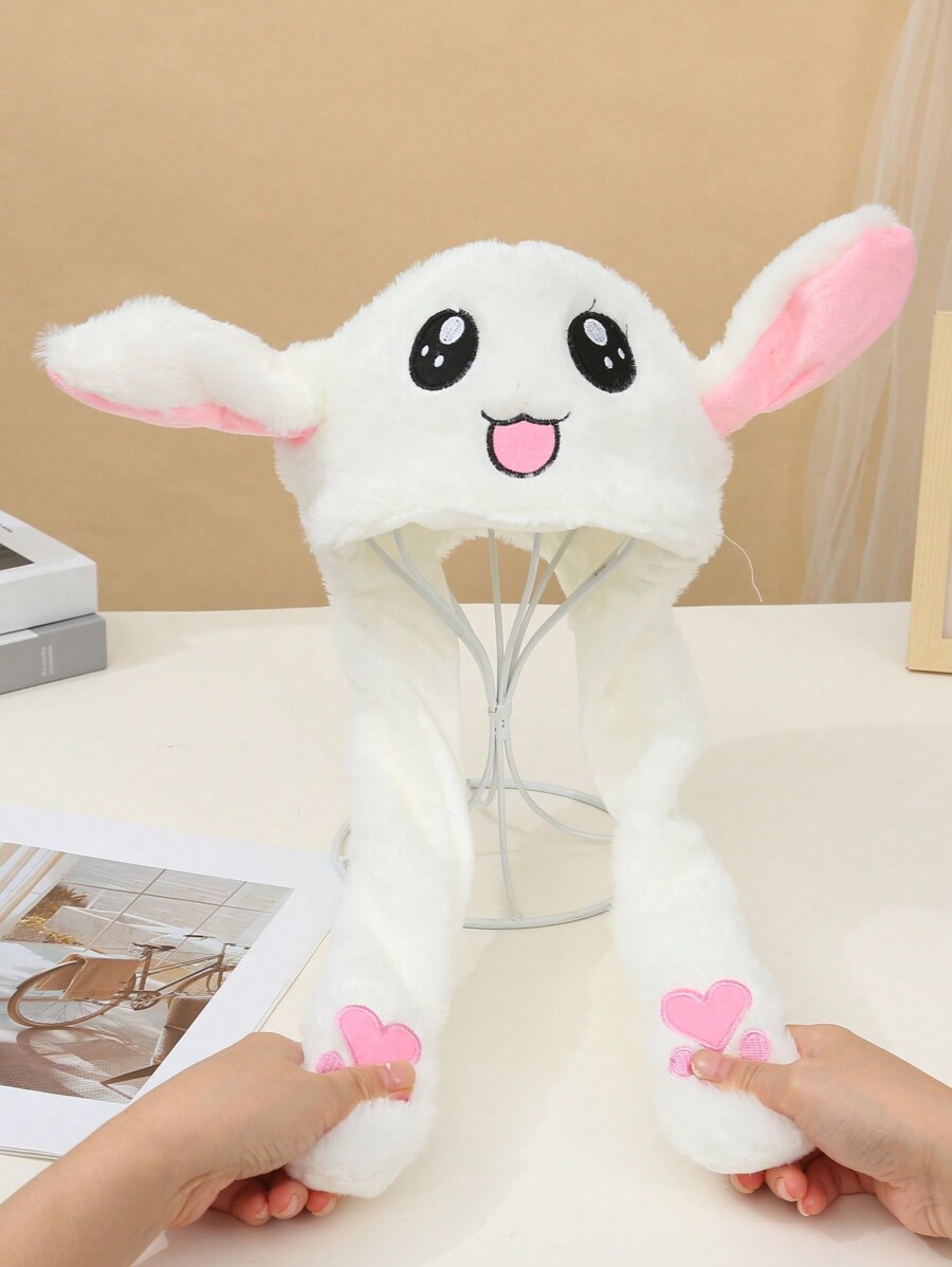 Cute Cartoon Rabbit Shaped Hat With Ears That Can Move By Pinching ...