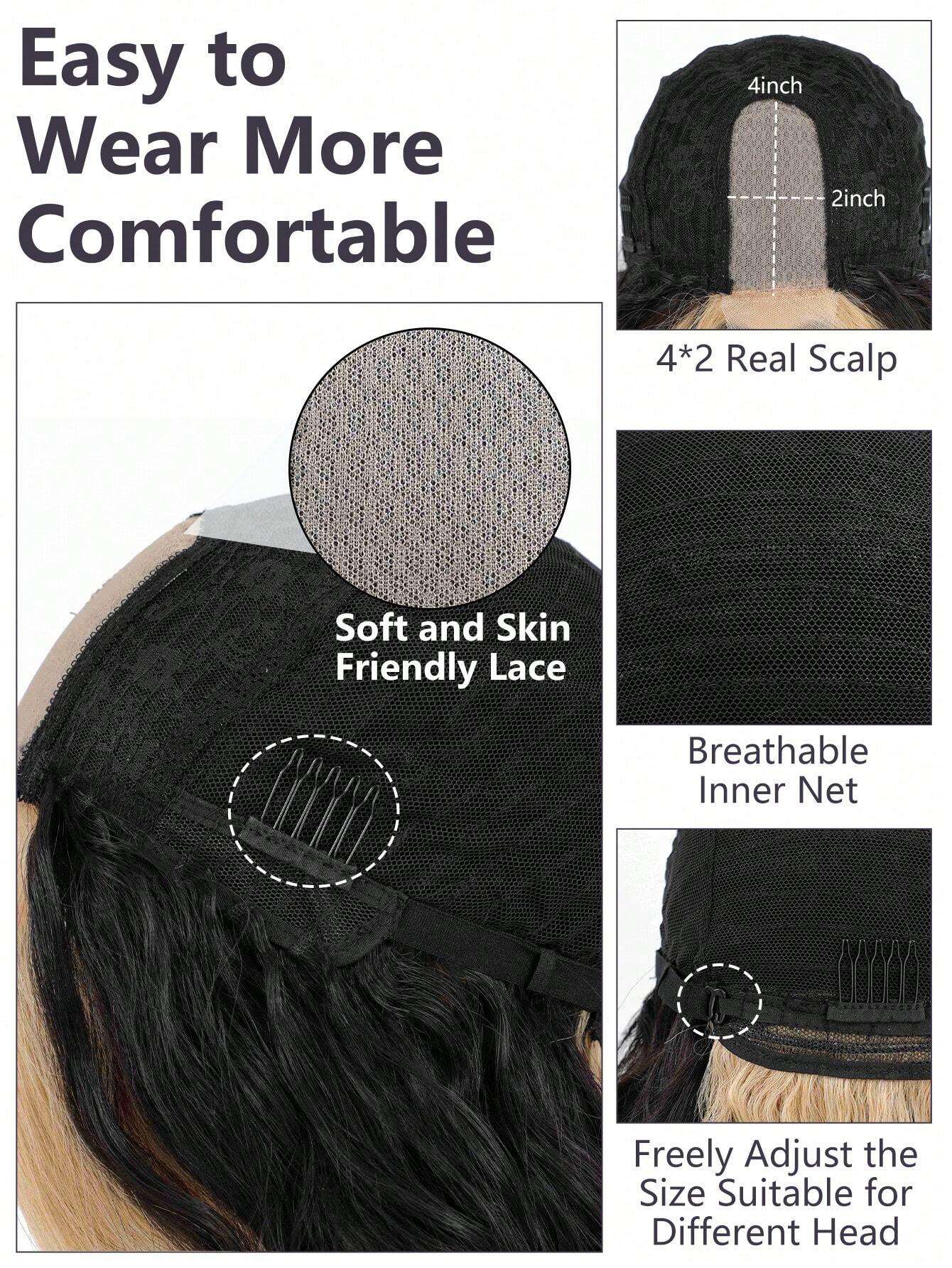 Ombre Honey Blonde Body Wave Wig Highlight Ombre Curly Wave Synthetic ...