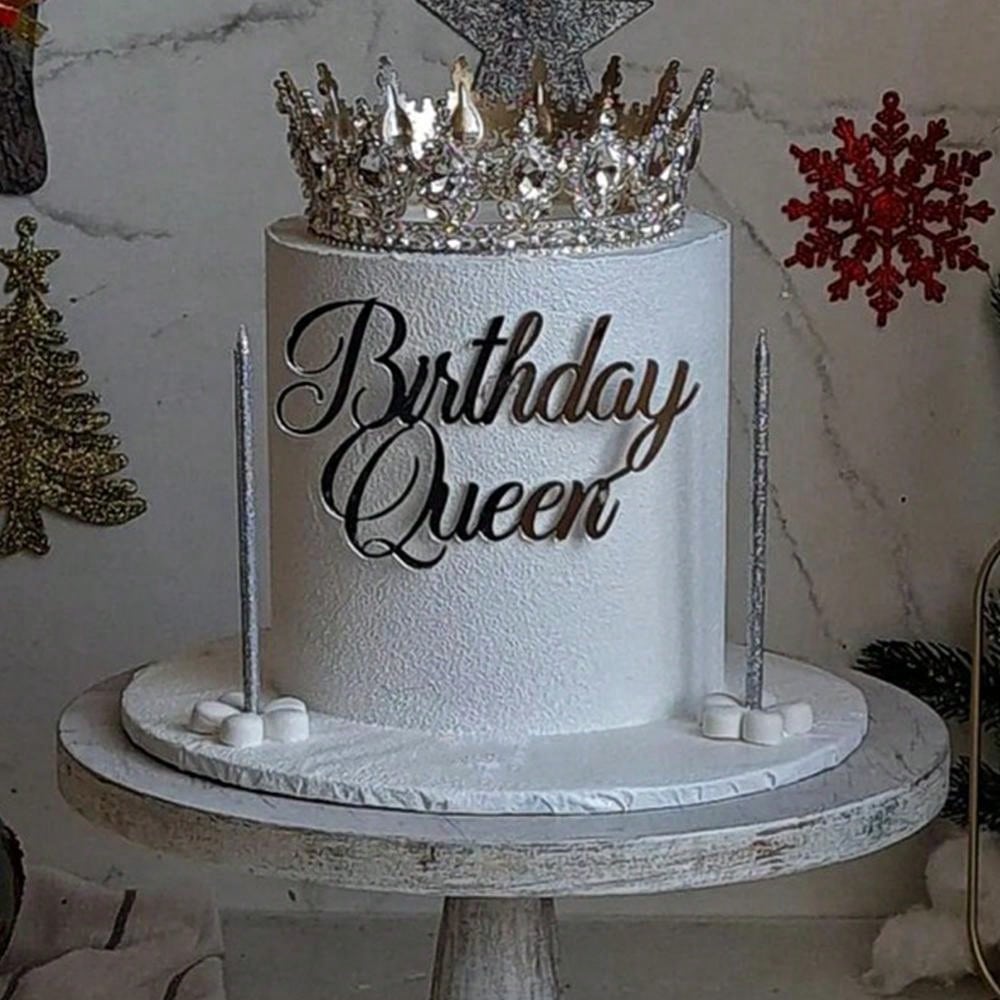 3 Pcs Birthday Queen Cake Topper Cake Sides AcrylicBirthday ...