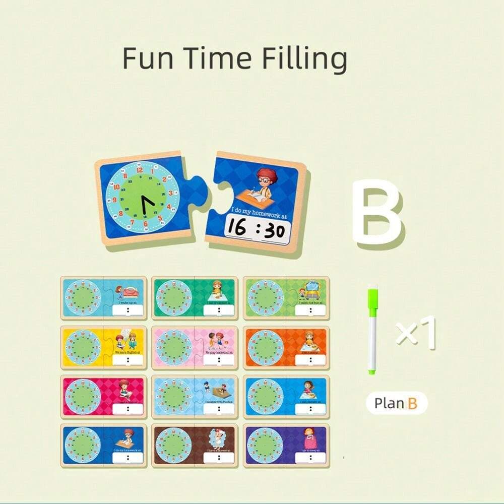 Wooden Learning Clock Time Activity Set Kit For Teaching Clocks And ...