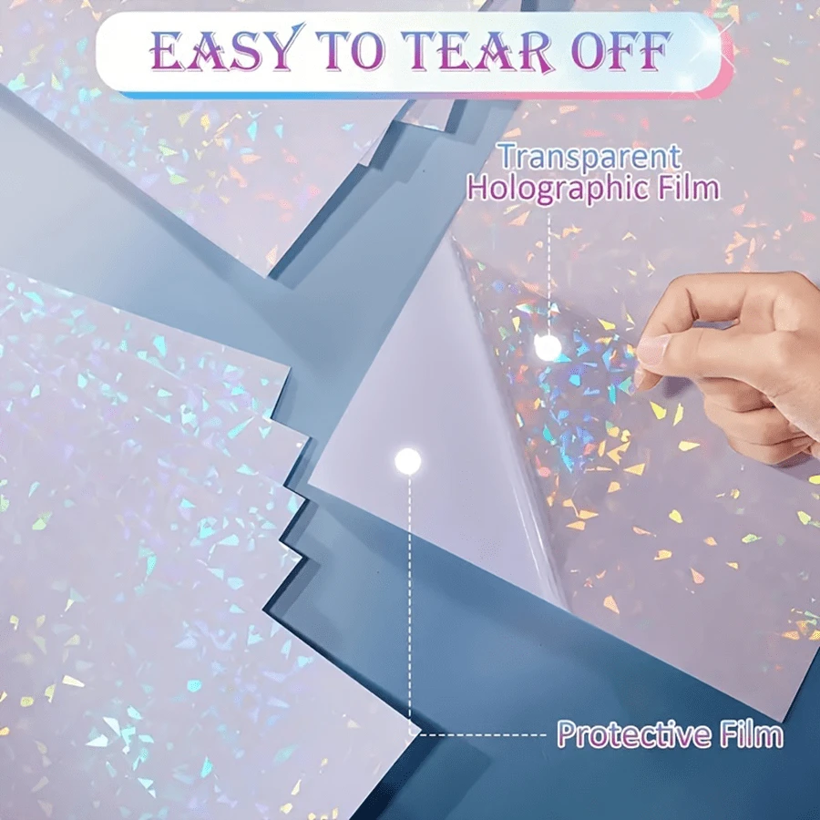 24sheets A4 Holographic Label Paper, Clear Holographic A4 Vinyl ...