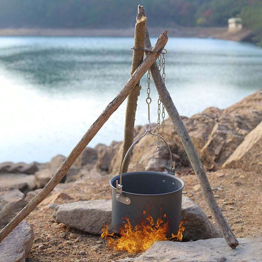 2pcs Three-Hole Stainless Steel Outdoor Campfire Simple Portable Tripod ...