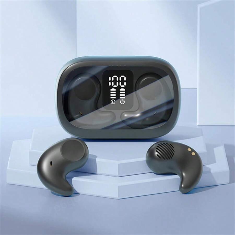 Black Sleep Digital Display Earphones Mini Invisible Sports Earbuds In ...