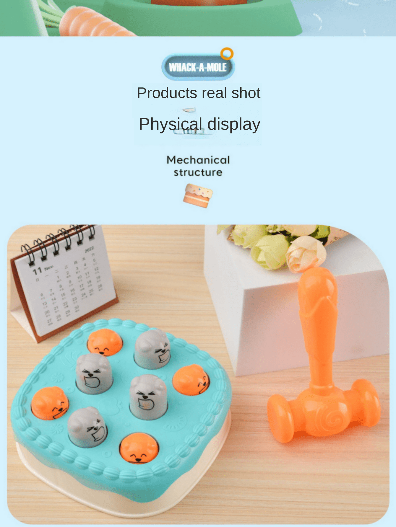 1 Set Whack A Mole Game Toy, Including 8 Moles And A Hammer, No ...