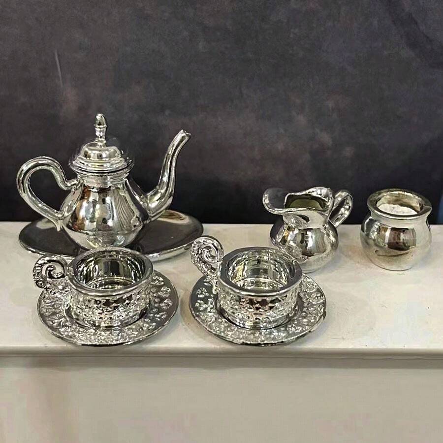 Miniature Patterned Tea Set, Mini Tea Cups,Teapots And Saucers Model ...