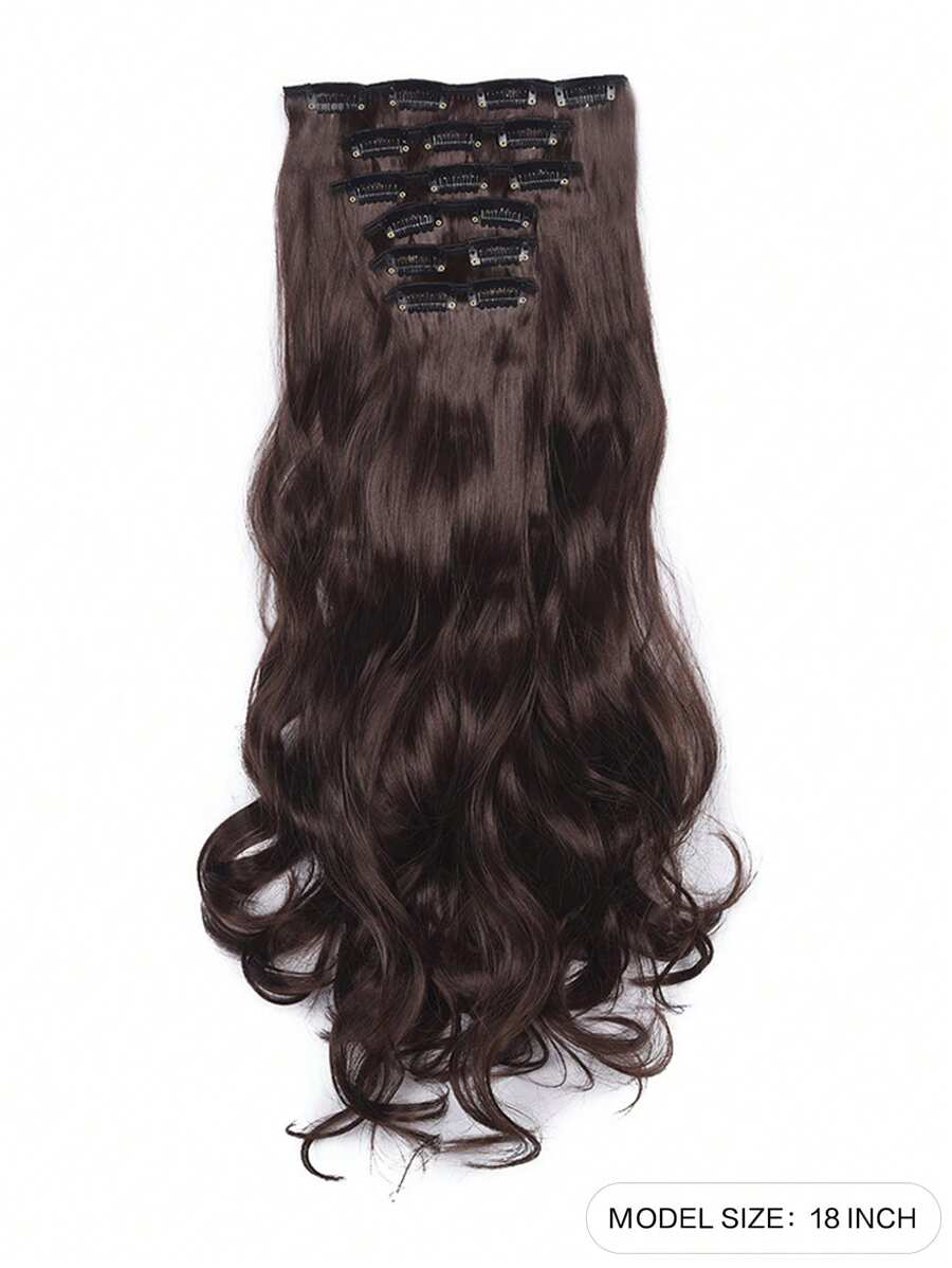 18 Inch Clip On Hair Extension Long Wave 6-Piece Set 16 Card Curly Hair ...