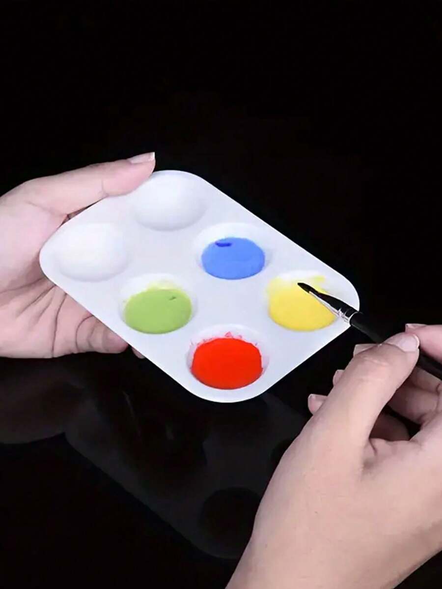 10pcs White Plastic Paint Palette 6-Well Rectangular Watercolor Palette ...