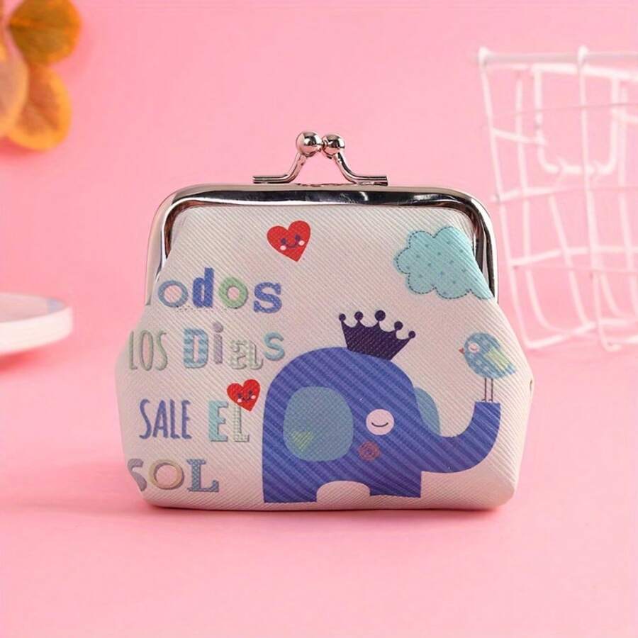 Girl's Cute Elephant Giraffe Pattern Mini Coin Wallet, Decorative ...