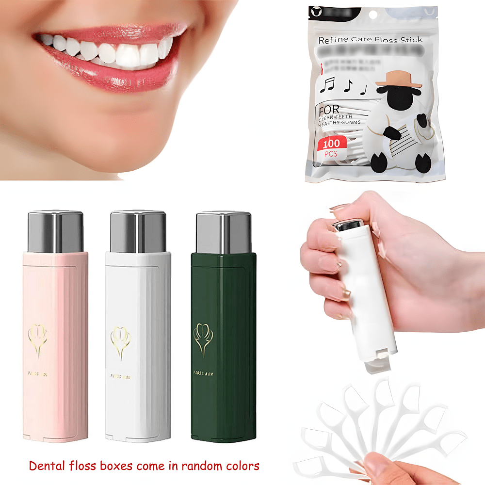 1 Set Automatic Pop-Up Floss Storage Box & 100pcs Disposable Dental ...