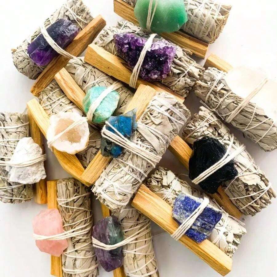 Authentic 4-Inch Amethyst Crystal Cluster With White Sage & Peruvian ...