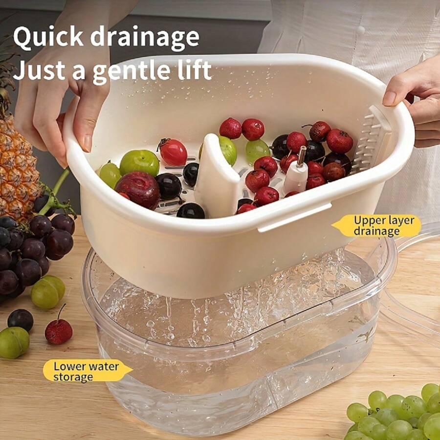 1pc, Portable Fruit And Vegetable Washing Machine With Full-Sided Spin ...