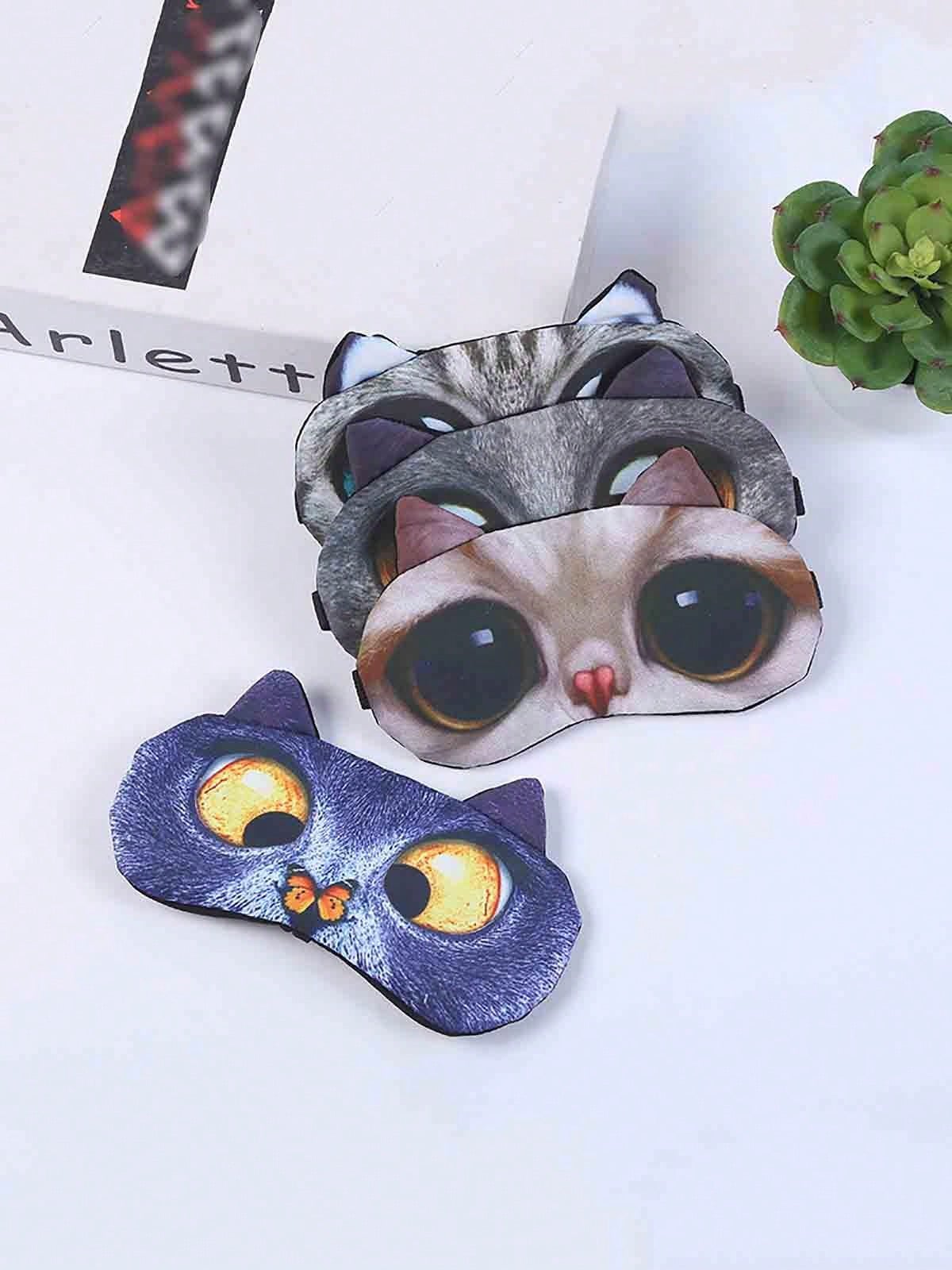 1pc Cute 3D Animal Sleep Mask Cat Dog Eye Mask Eyeshade For Men And ...