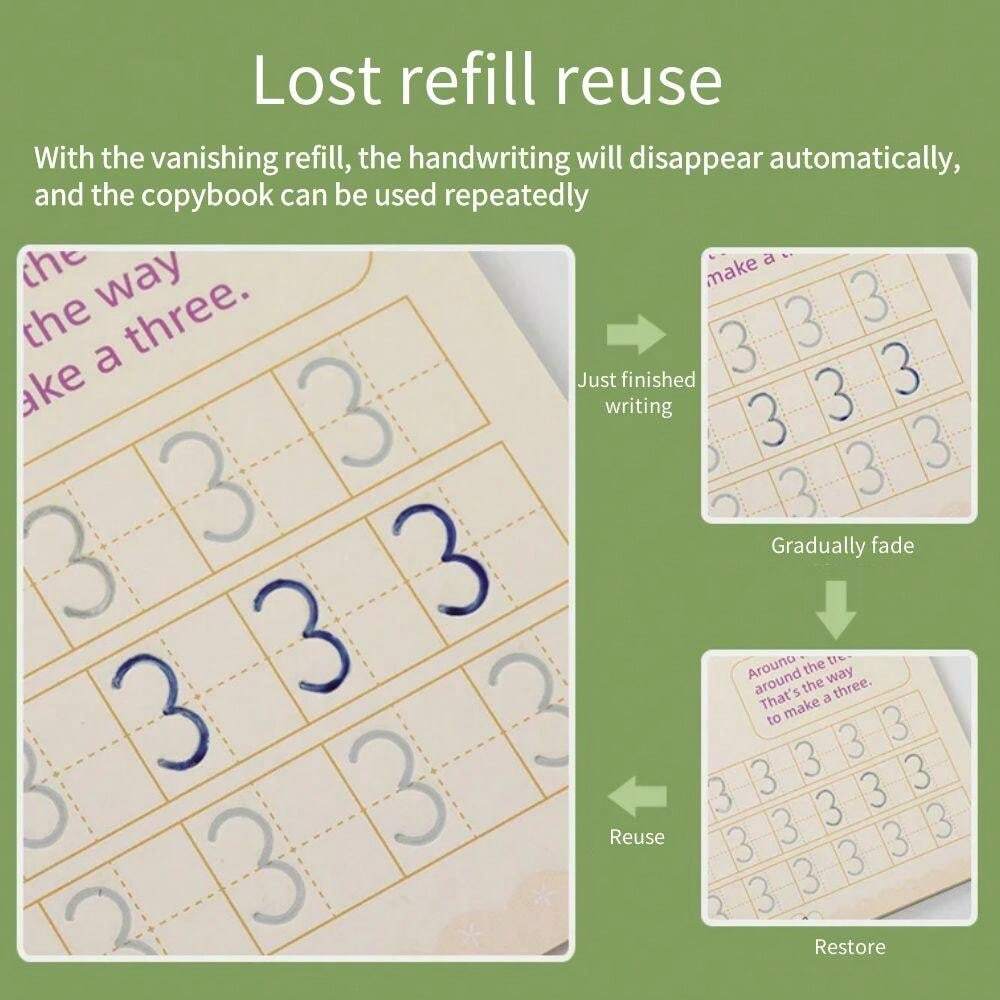 4 Copybook+ 1 Pen Case + 6 Refills + 1 Holder English Groove Magic ...