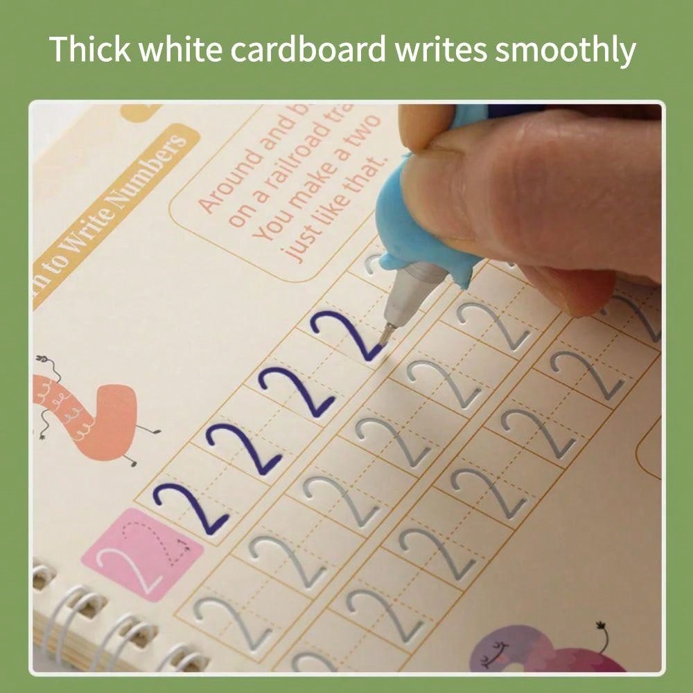 4 Copybook+ 1 Pen Case + 6 Refills + 1 Holder English Groove Magic ...