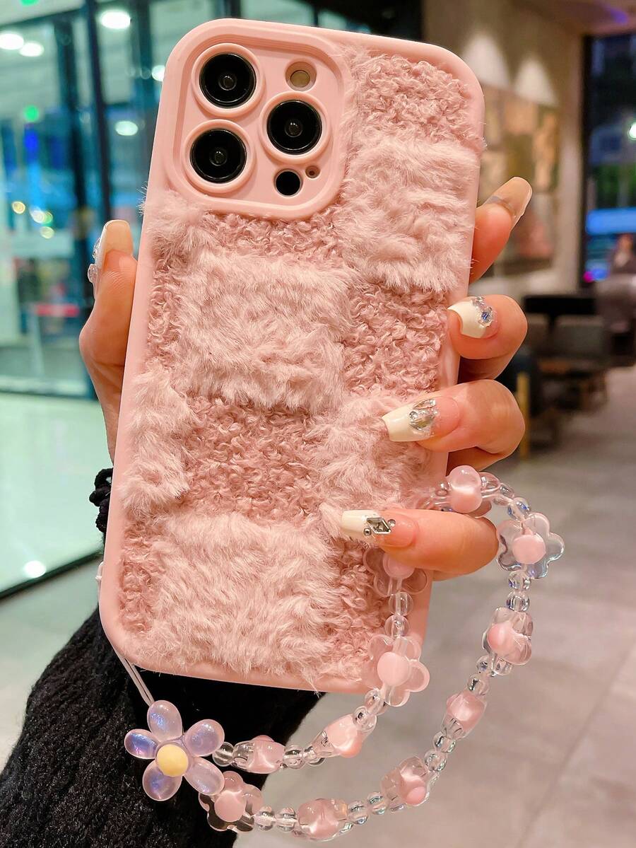 New Fashionable Simple Grid Fur Shell Tpu Shock-Proof Phone Case With ...