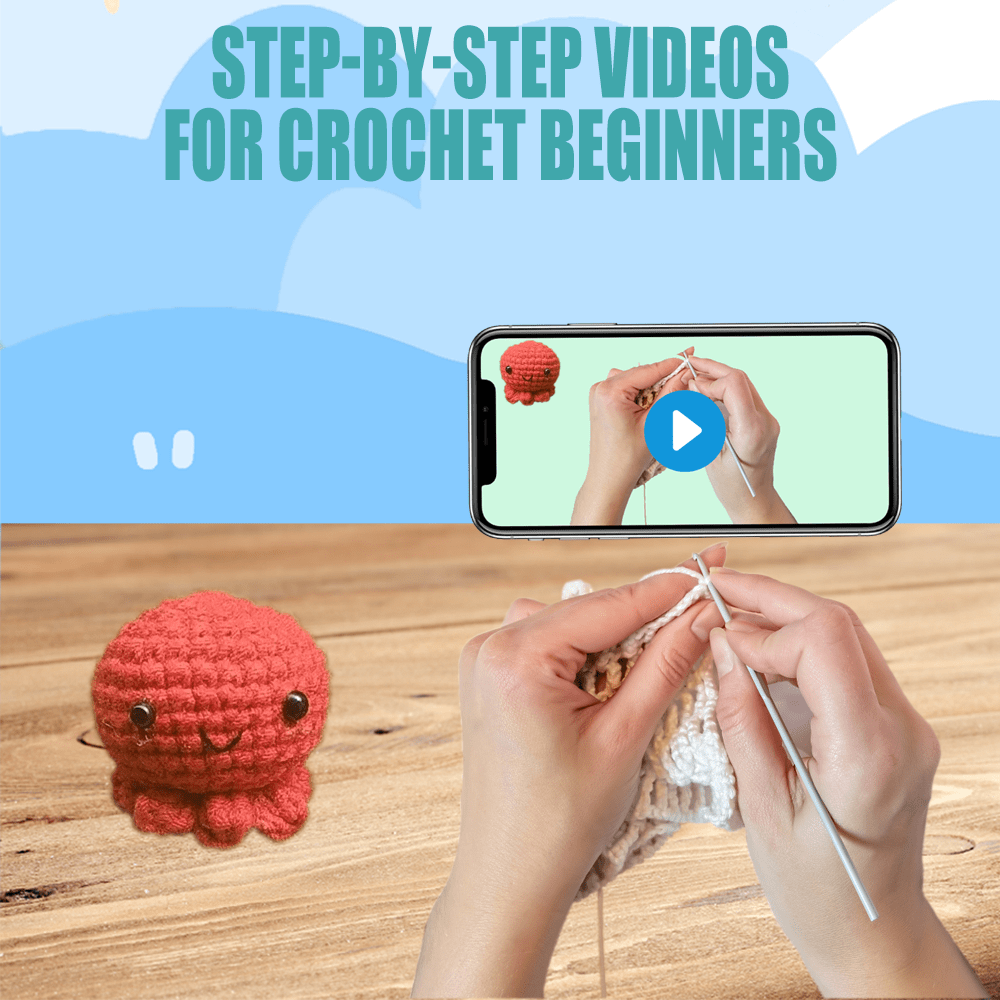 DIY Red Octopus Crochet Kit For Beginners, Amigurumi Stuffed Animals ...