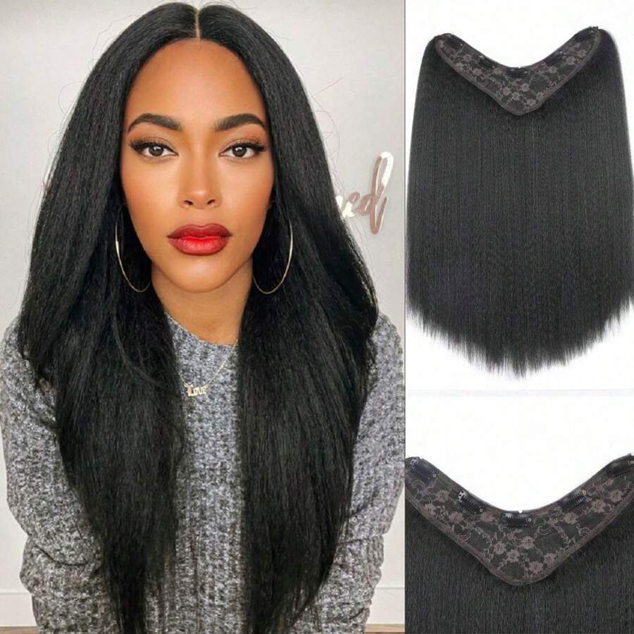 18 Inches One Piece 5 Clips Kinky Straight Clips U Shaped In Hair ...