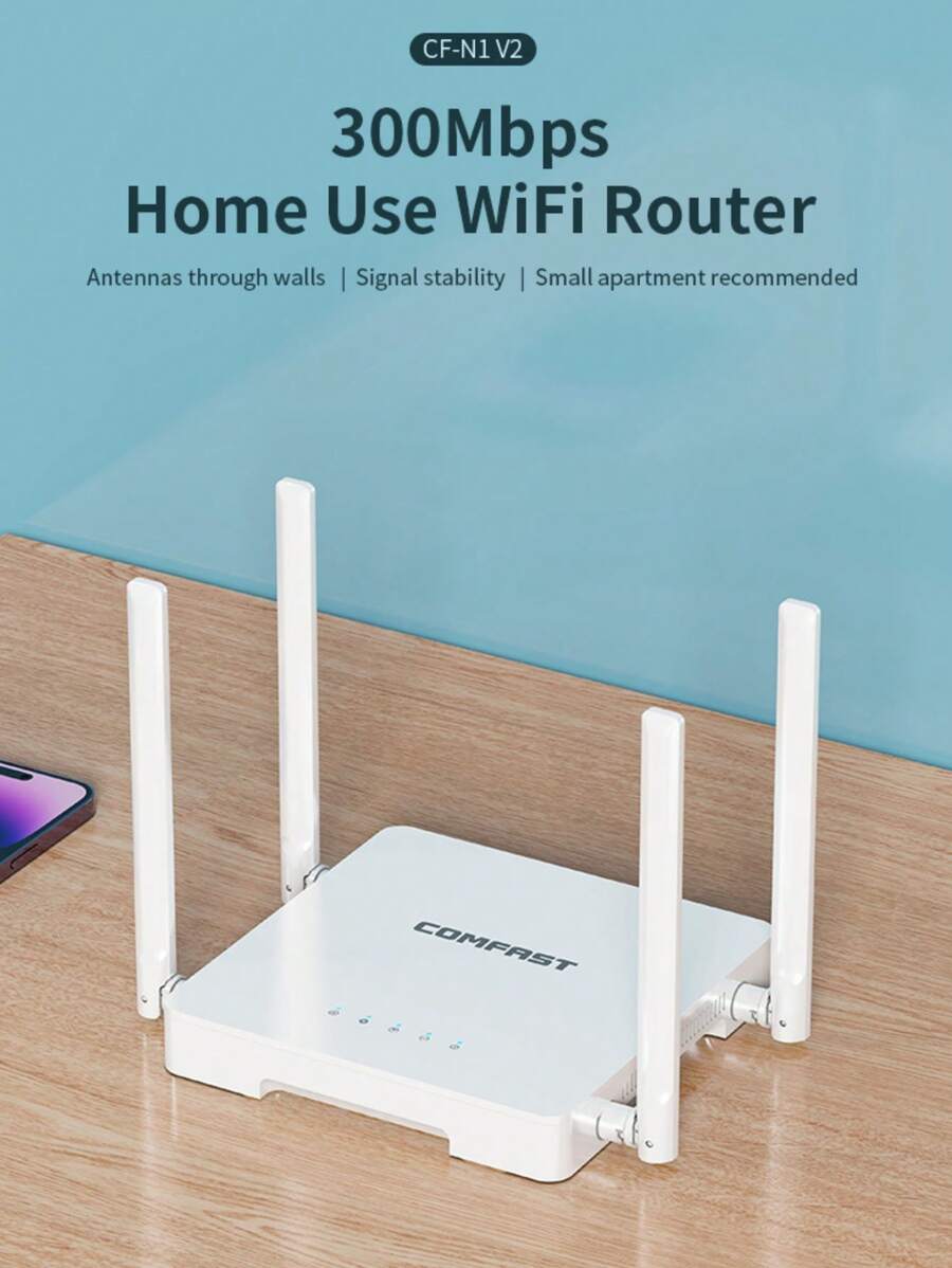 COMFAST CF-N1 V2 Wireless Router 300M Home WiFi High Speed Intelligent Router Four Antenna ...