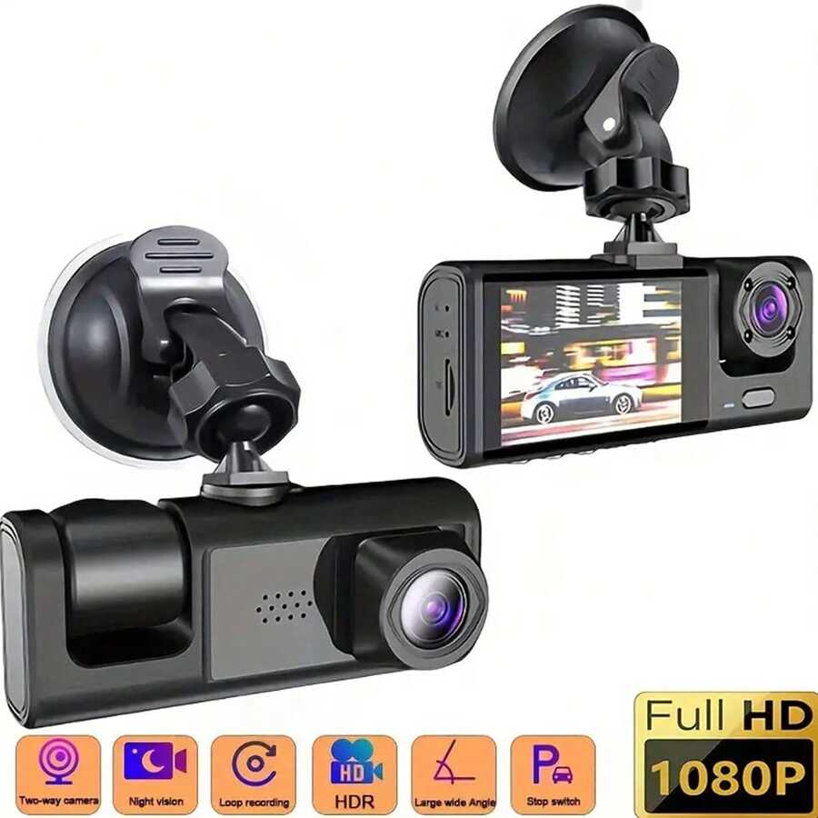2 Camera Lens Car DVR, 2-Channel Dash Cam HD 1080P Dash Camera Dual ...