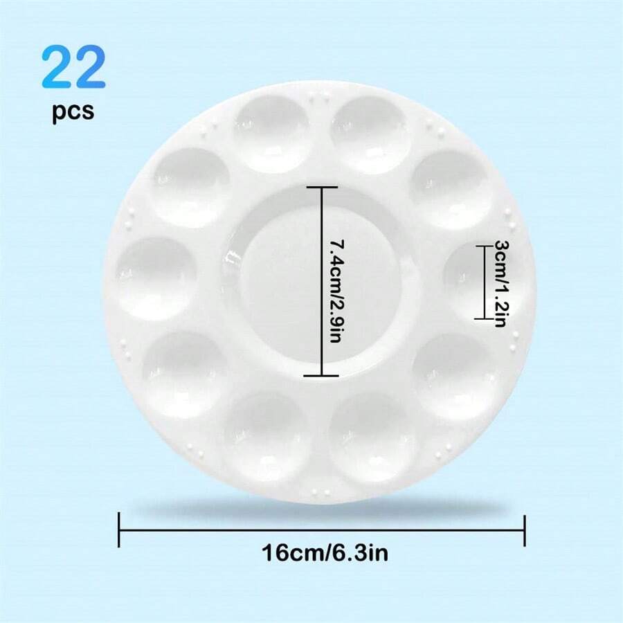 22 Piece Paint Tray Color Palette, Plastic Paint Tray With 10 Holes ...