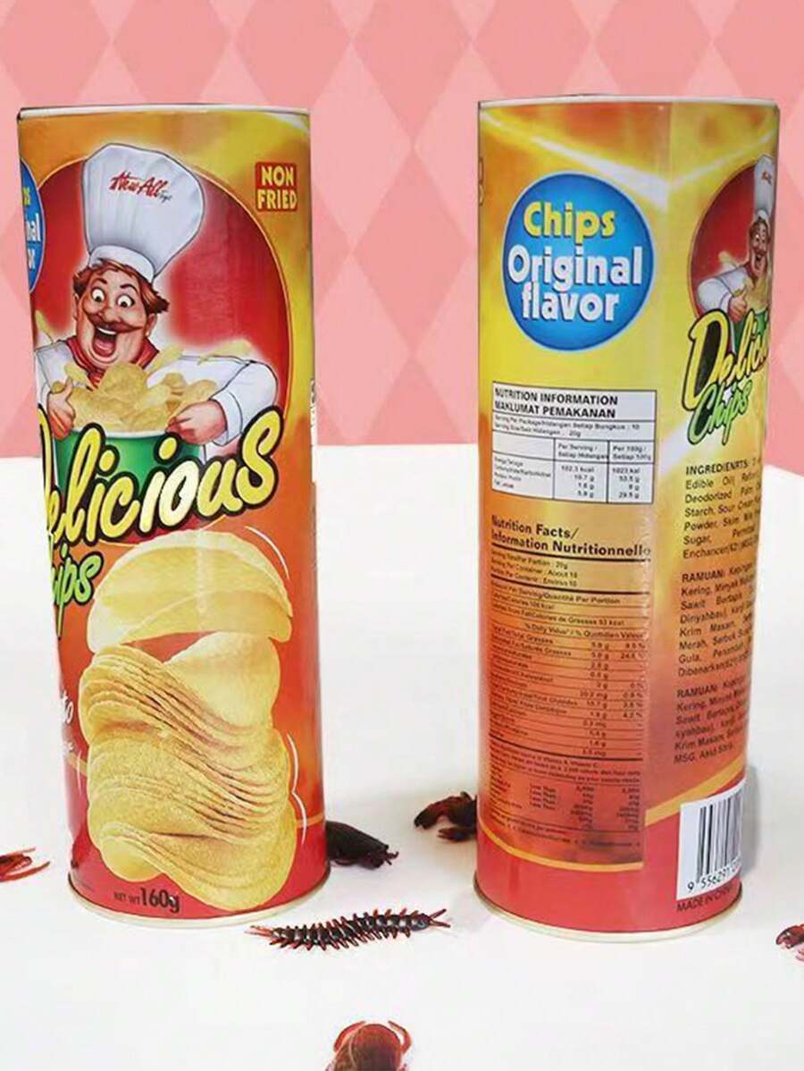 1pc Orange Prank Potato Chips Can Snake Joke Scare Toy For April Fool's ...