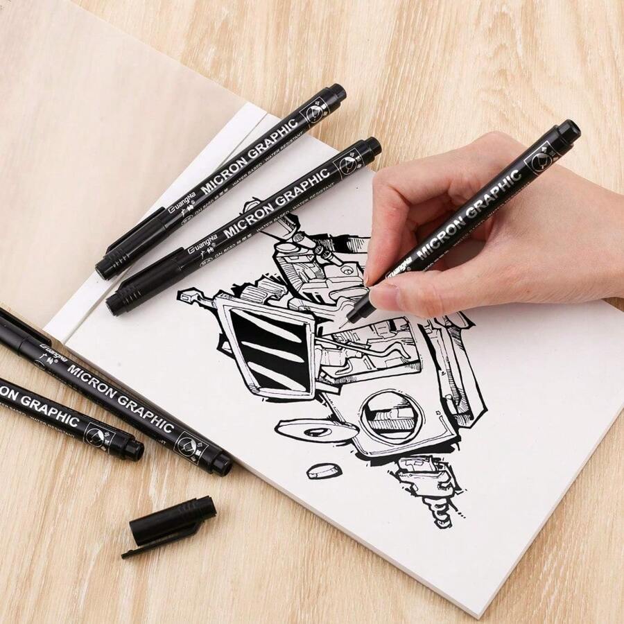 Refillable Micron Pen Black Ink Fineliner Waterproof Drawing Marker Pen ...