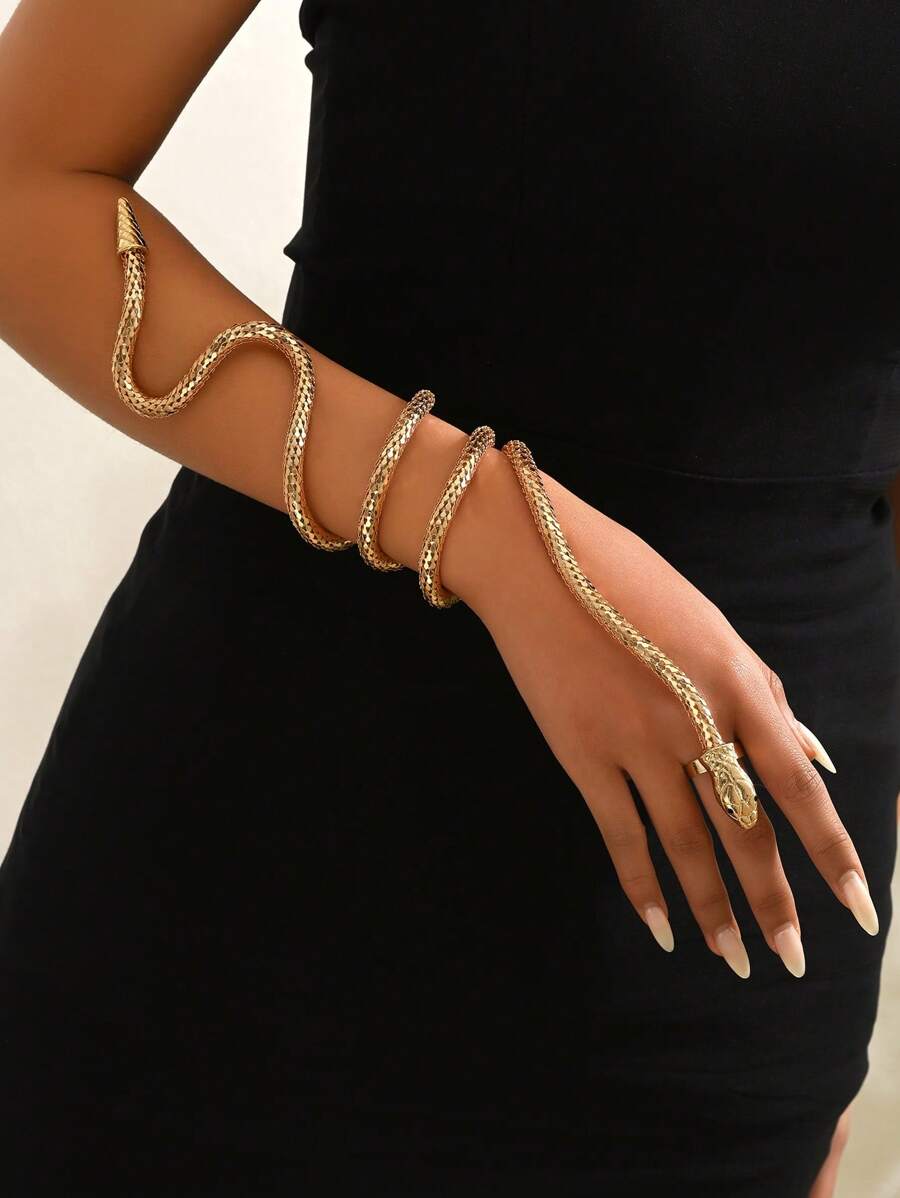 1pc Metallic Snake Wrap Around Finger Bracelet | SHEIN USA
