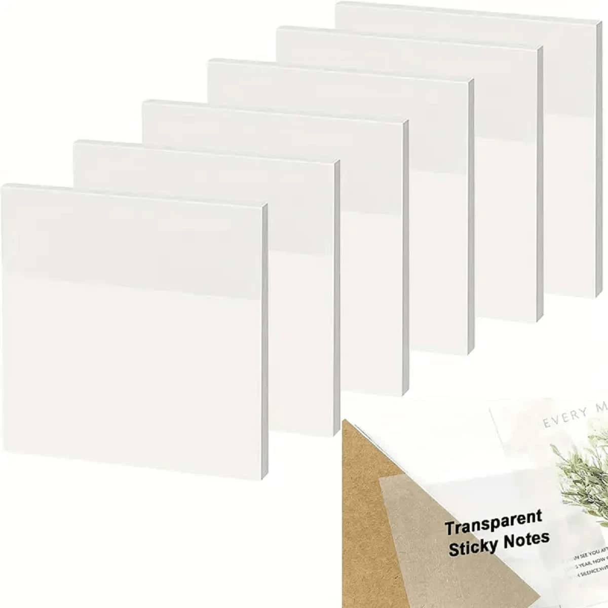 100PC, Transparent Sticky Notes - 3x3 Inch Clear Sticky Notes ...