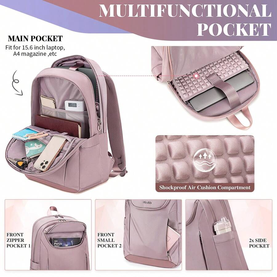 15.6 Inch Women Laptop Backpack Travel Backpack 3 Day Carry-On Water ...