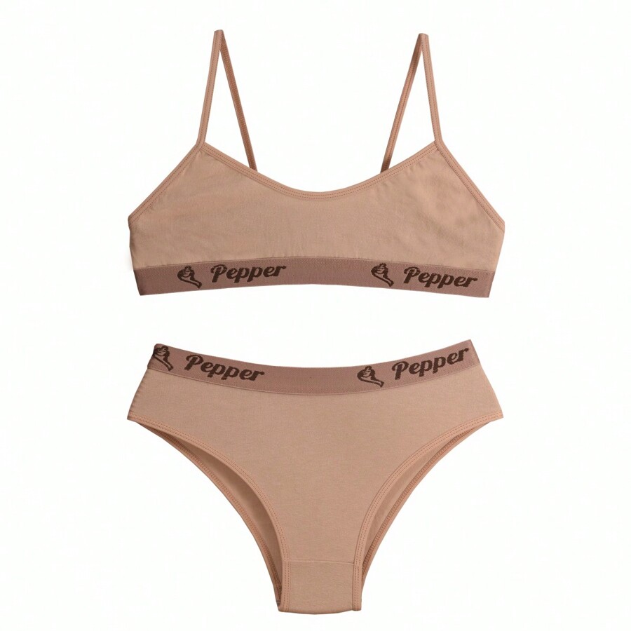 Kit 5 Conjuntos Juvenil para Pré Adolescente Lisos Calcinha e Sutiã ...