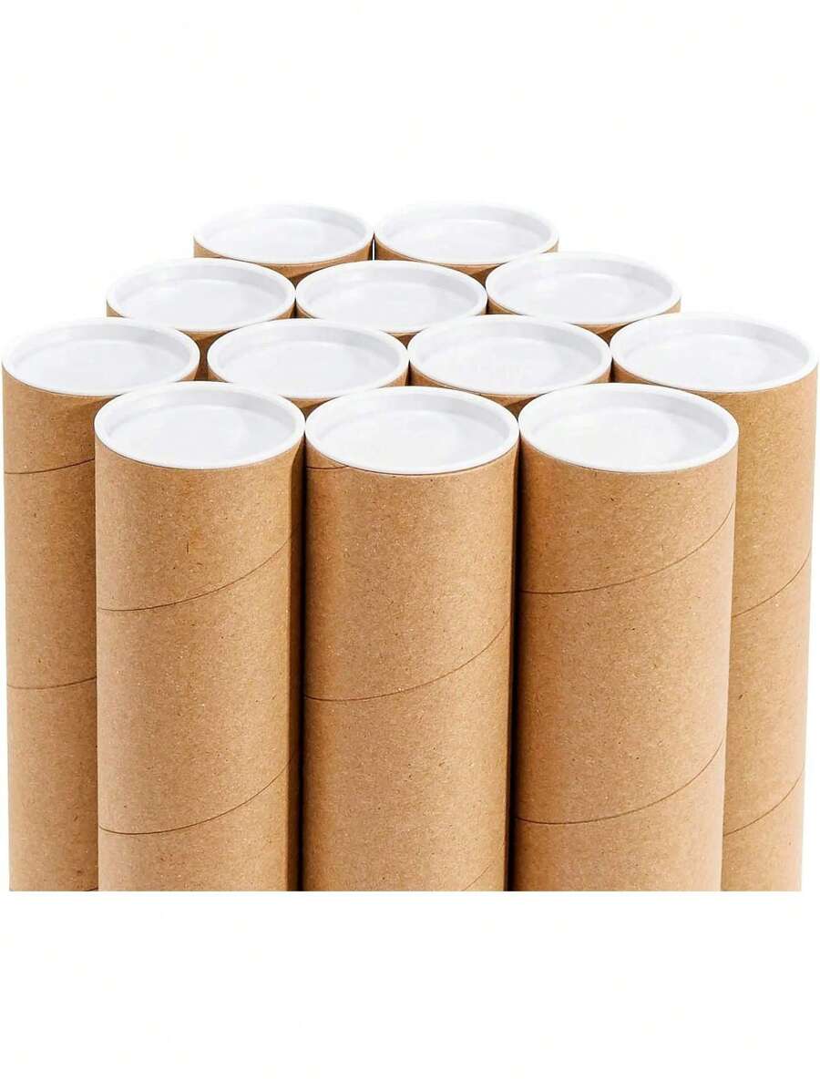 12 Pack Mailing Tubes With Caps, 2x16 Inch Kraft Paper Round Cardboard ...