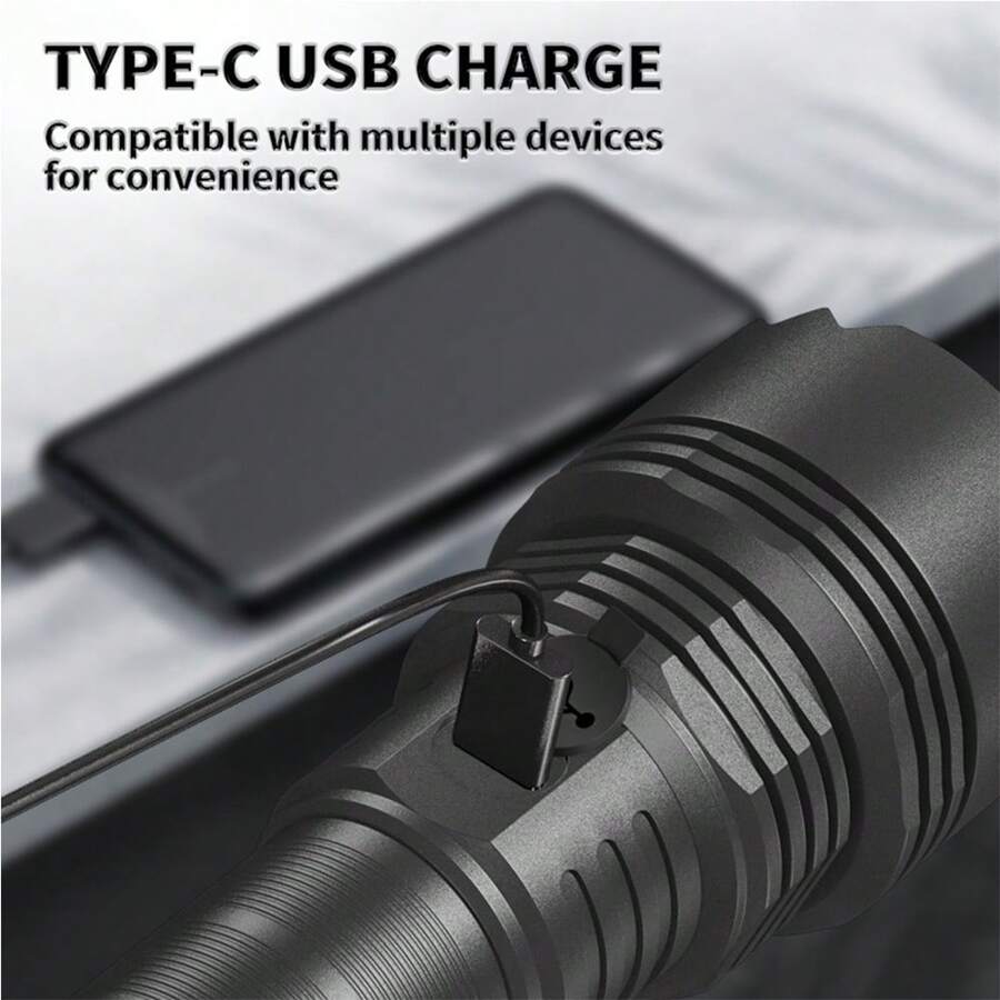 XHP70 Strong Light Flashlight, LED Rechargeable Flashlight, Outdoor ...