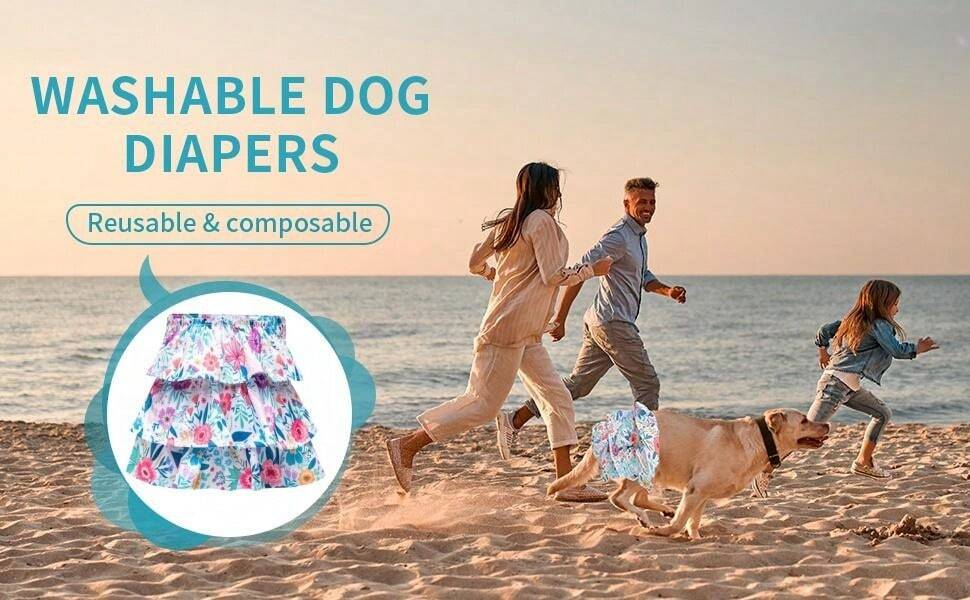 1 Pack Dog Diapers Female Washable Reusable Female Doggie Diapers With ...