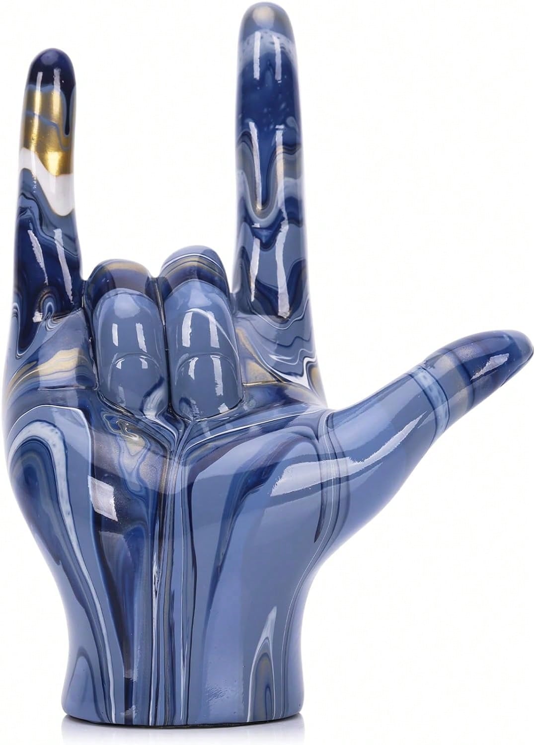 Yellow Hand Gesture Decor Statue, Modern Home Decor Accent Peace Sign ...