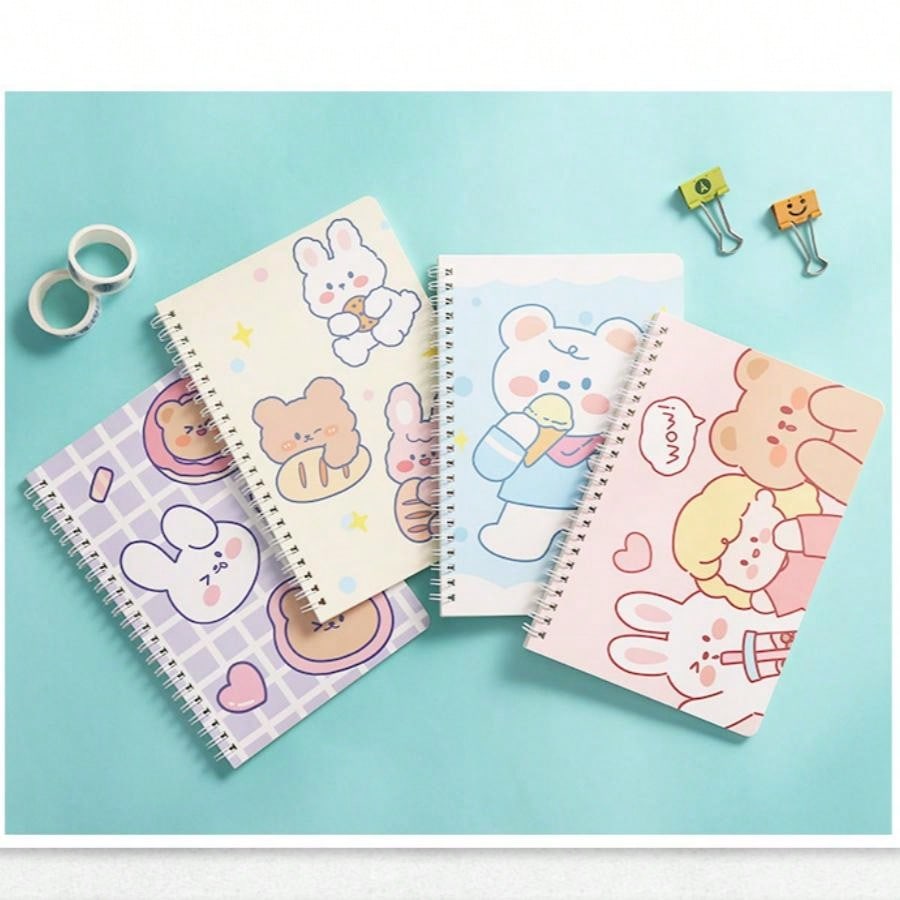 4pcs Simple Thick Spiral Bound Notebook With Removable Pages, Cute ...