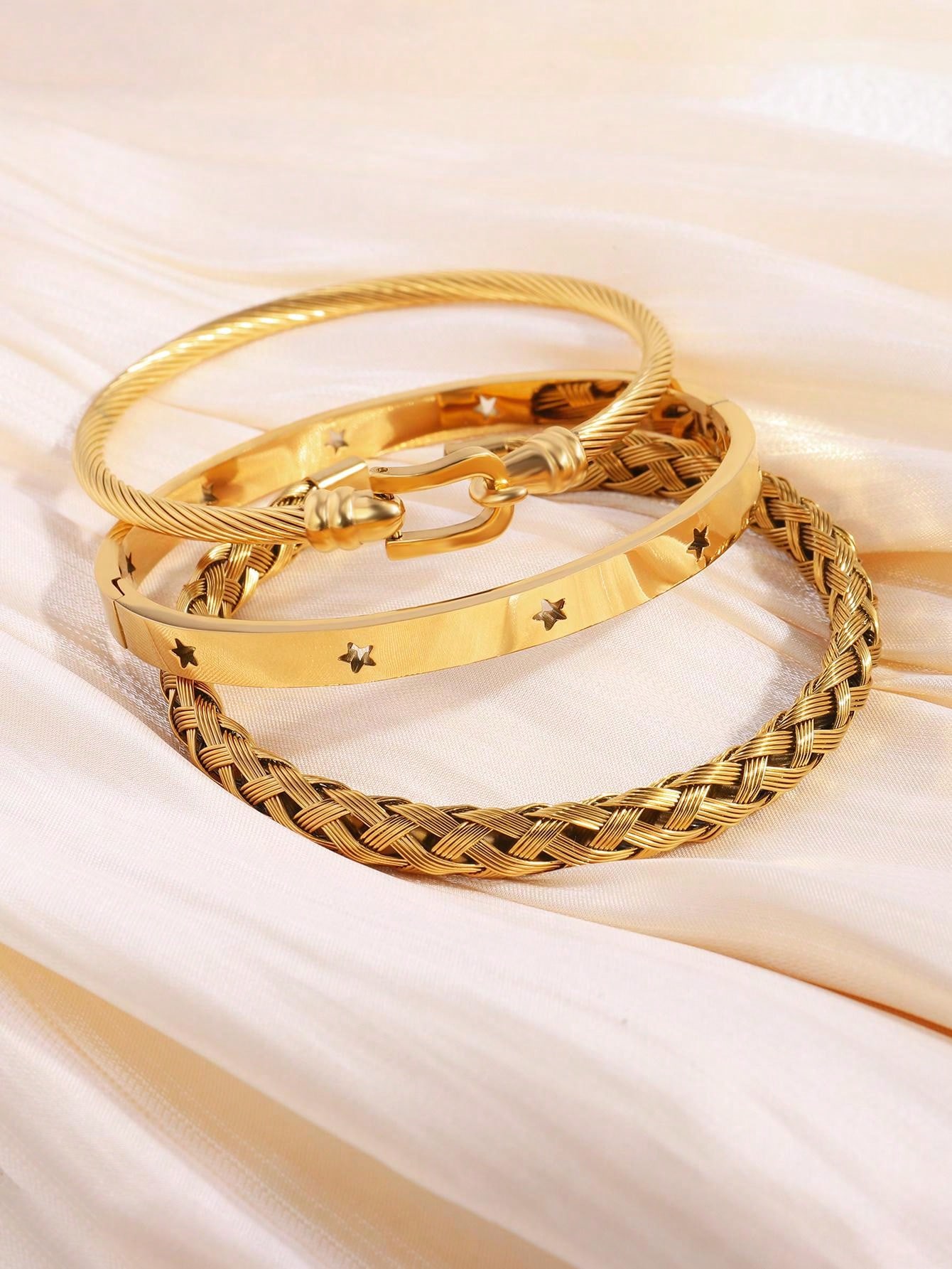 3 Pcs Neutral Stainless Steel Combination Bracelet Combination | SHEIN USA