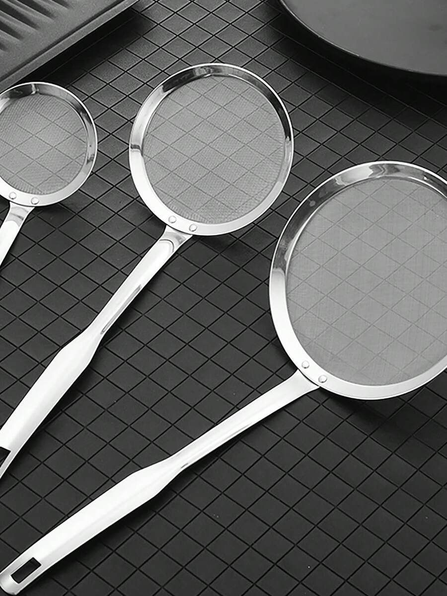 1pc 304 Thick Stainless Steel Shallow Screen Strainer Ladle For ...