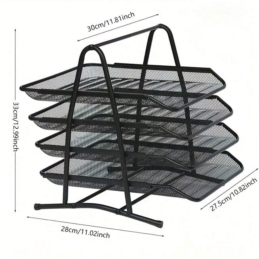 New 4-Layer Desktop Office File Rack, Stackable Book, Stationery ...