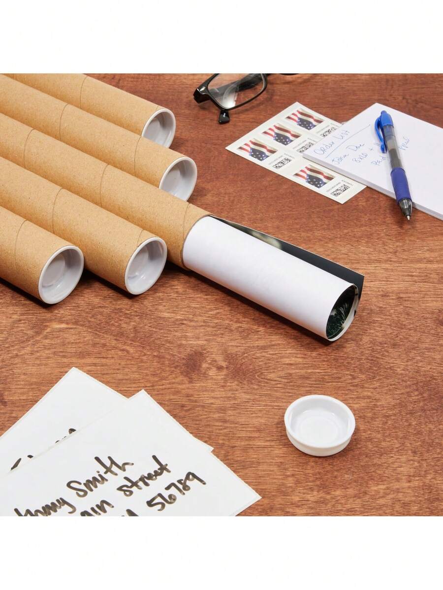 12-Pack Mailing Tubes With Caps, 1.5x12-Inch Kraft Paper Poster Tube ...