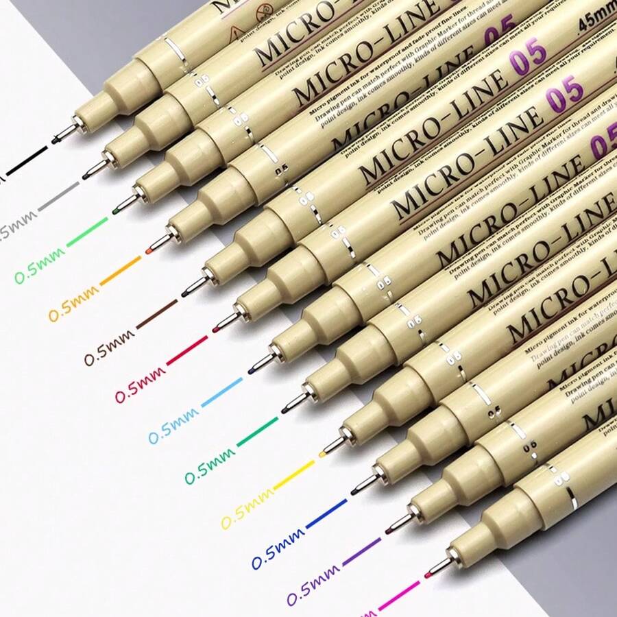 Micron Line Fineliner Drawing Pen Set 05mm Fine Point Pen Waterproof ...
