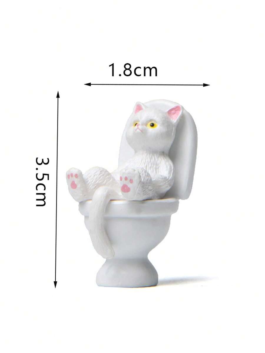 4pcs Cat Shaped Car Decoration With Sitting On Toilet & Holding Tummy ...