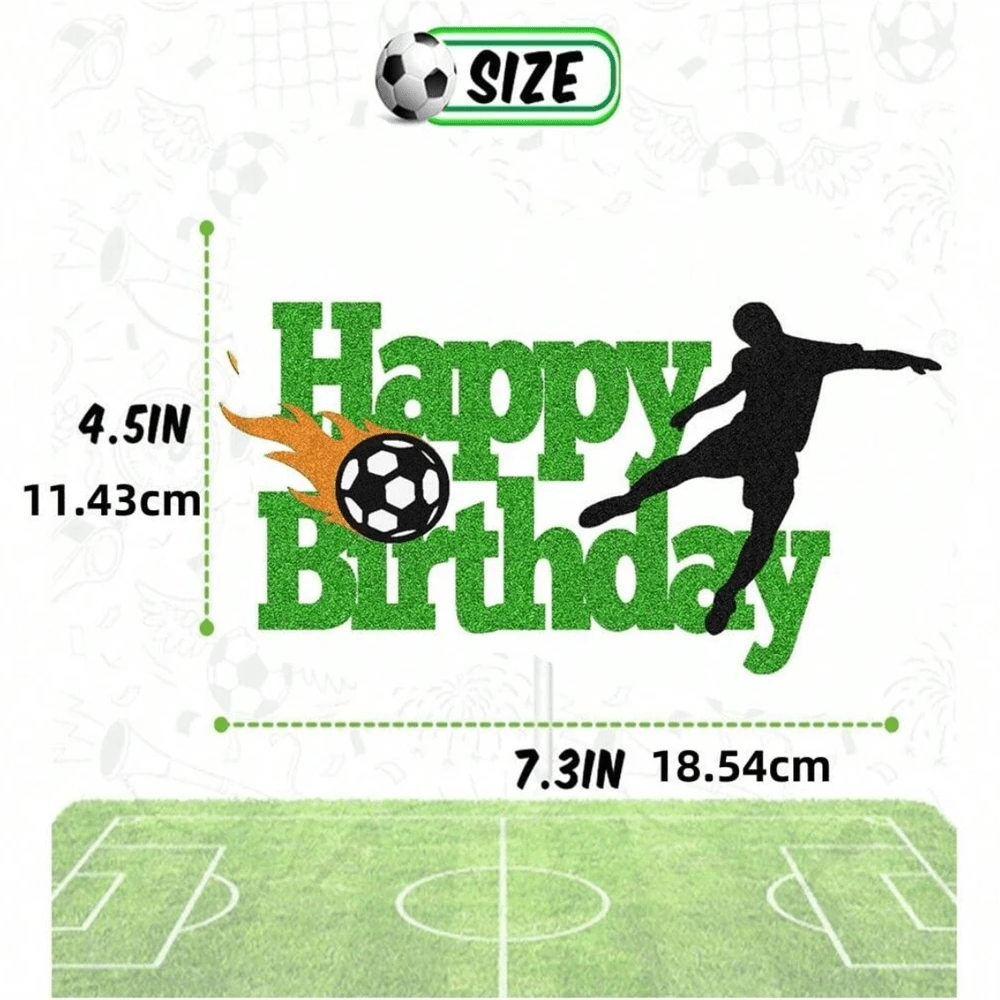 A Cake Insert Football Theme Happy Birthday Party Cake Decoration Card ...