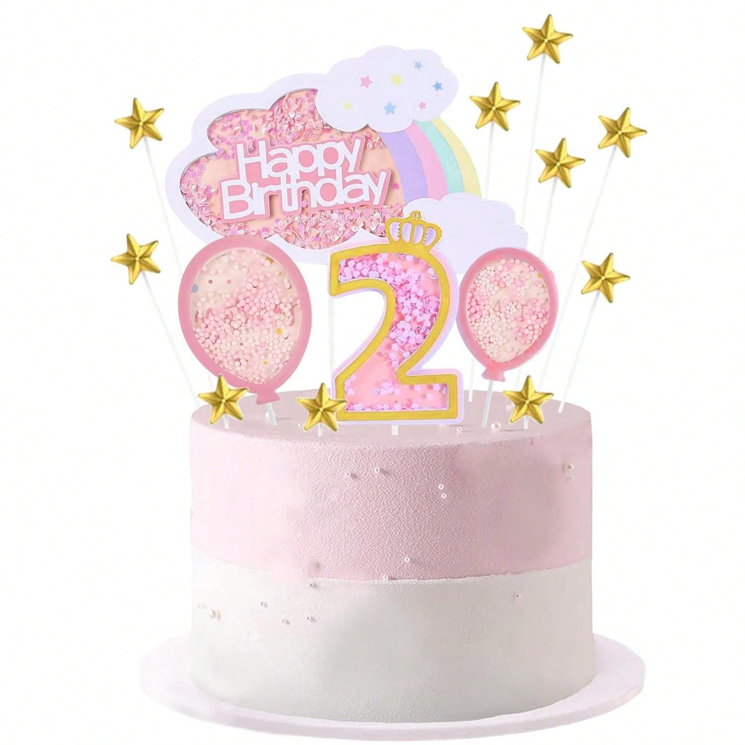 Corona Número 2 Con Globo Aerostático Juego De Decoración De Pastel ...