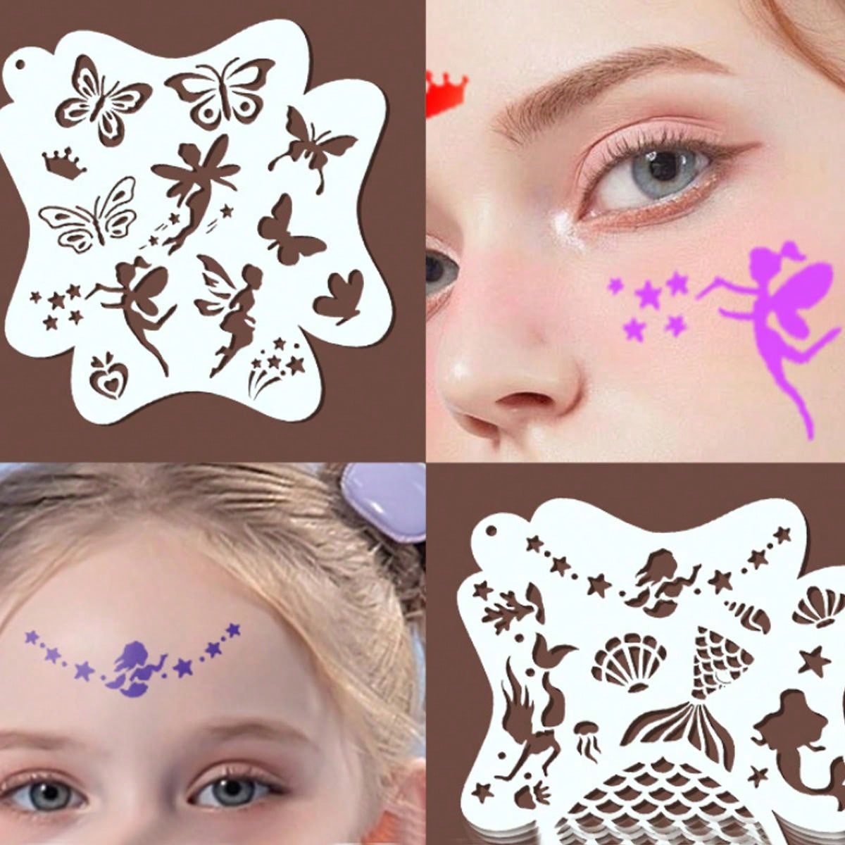 1set Stage Makeup Face Practice Template With Eye & Totem Design Hollow ...