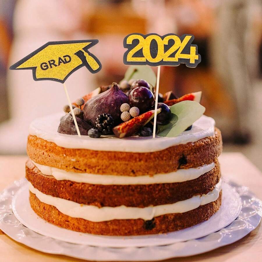 12pcs, 2024 Graduation Cake Inserts, Dessert Topper Decorations ...
