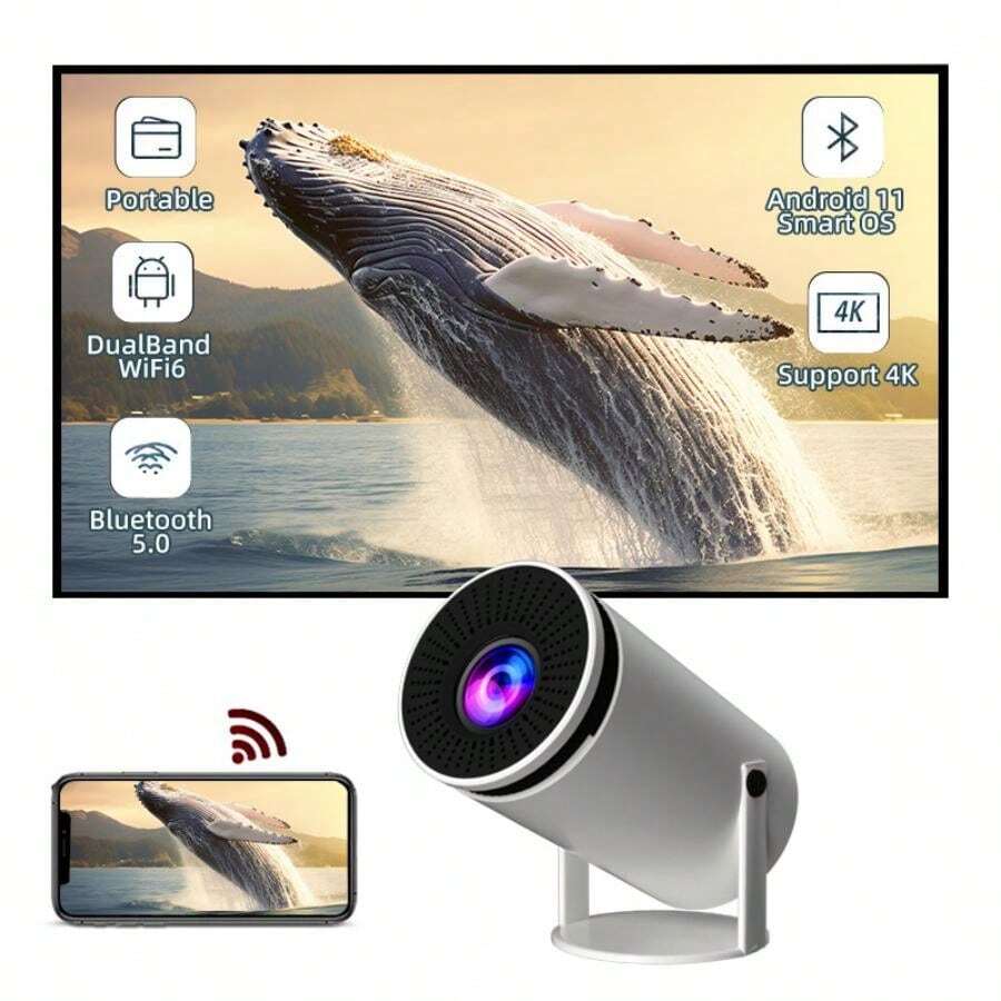 Zzpqvt Upgraded Hy320 Mini Projector, Android Version With Cylinder ...