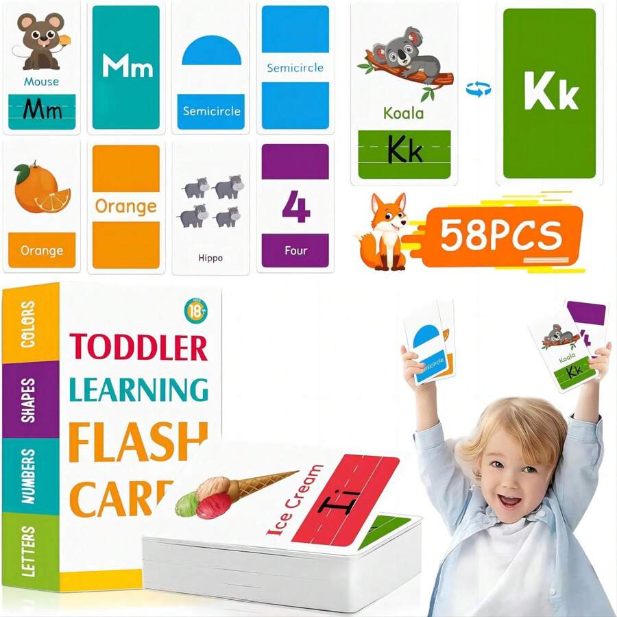 Preschool Flash Cards For Toddlers Ages 3 Years Old, 58 Pcs Alphabet ...