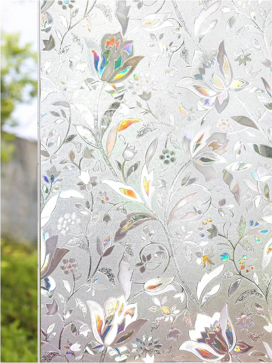1 Roll Window Privacy Film, 3D Rainbow Tulip Decorative Window Stickers ...
