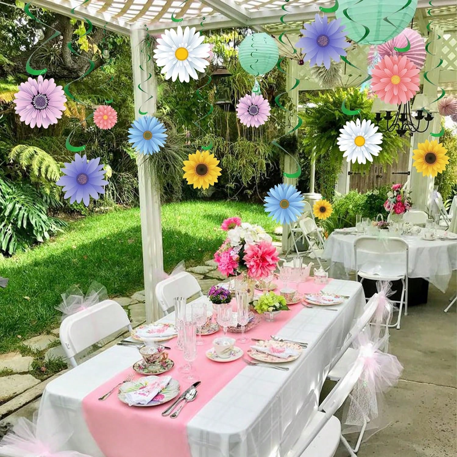 36 PCS Flower Hanging Swirl Decorations Daisy Ceiling Decorations ...