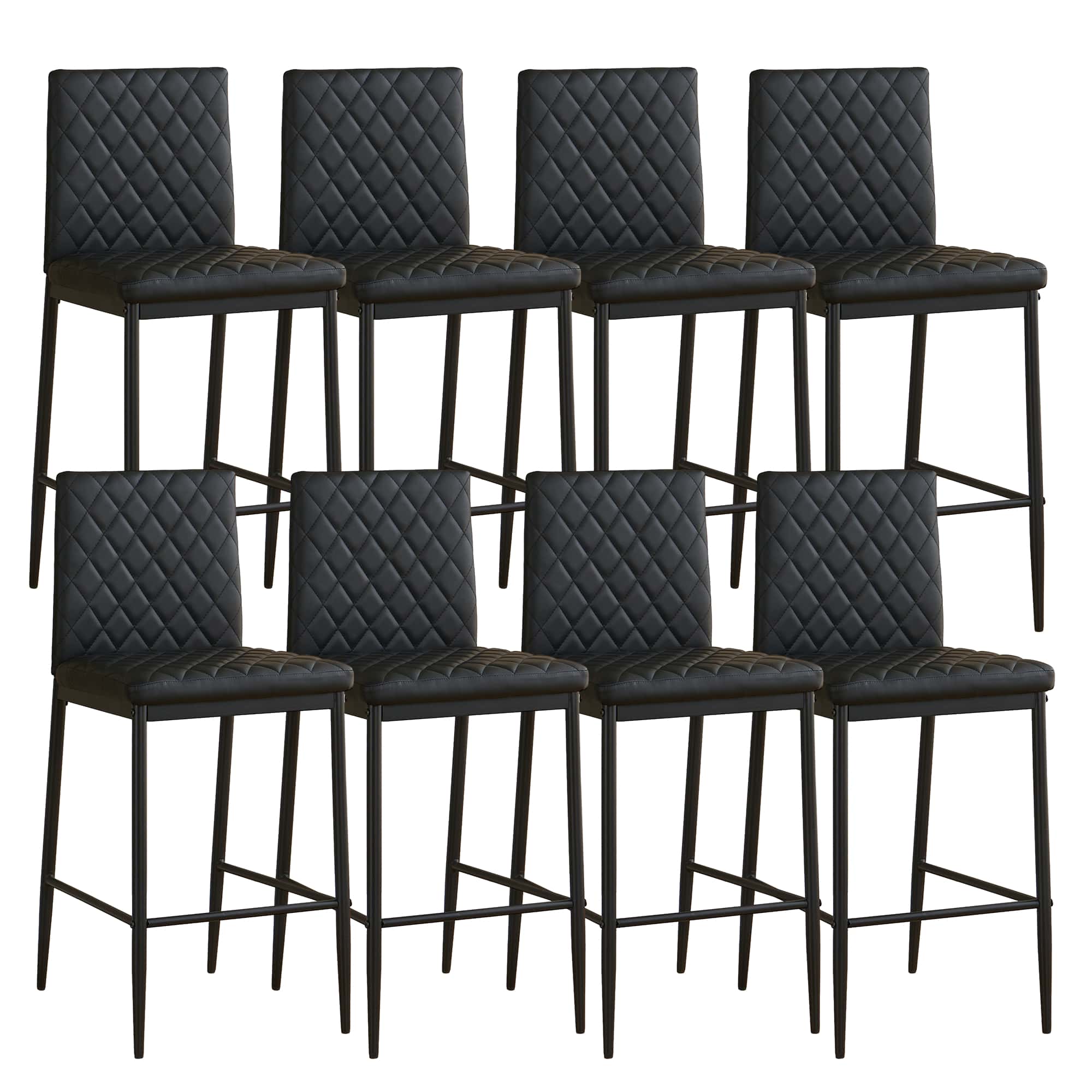26 Inch PU Leather Counter Height Dining Chairs, Diamond-Shaped Dining ...